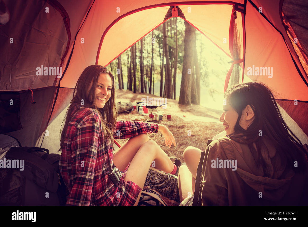 Backpacker Camping Hiking Journey Travel Trek Concept Stock Photo - Alamy