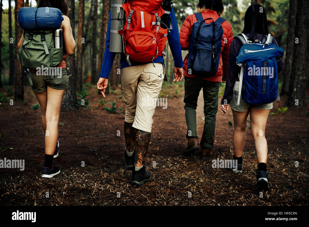 Camping Walking Friendship Outdoors Nature Concept Stock Photo - Alamy
