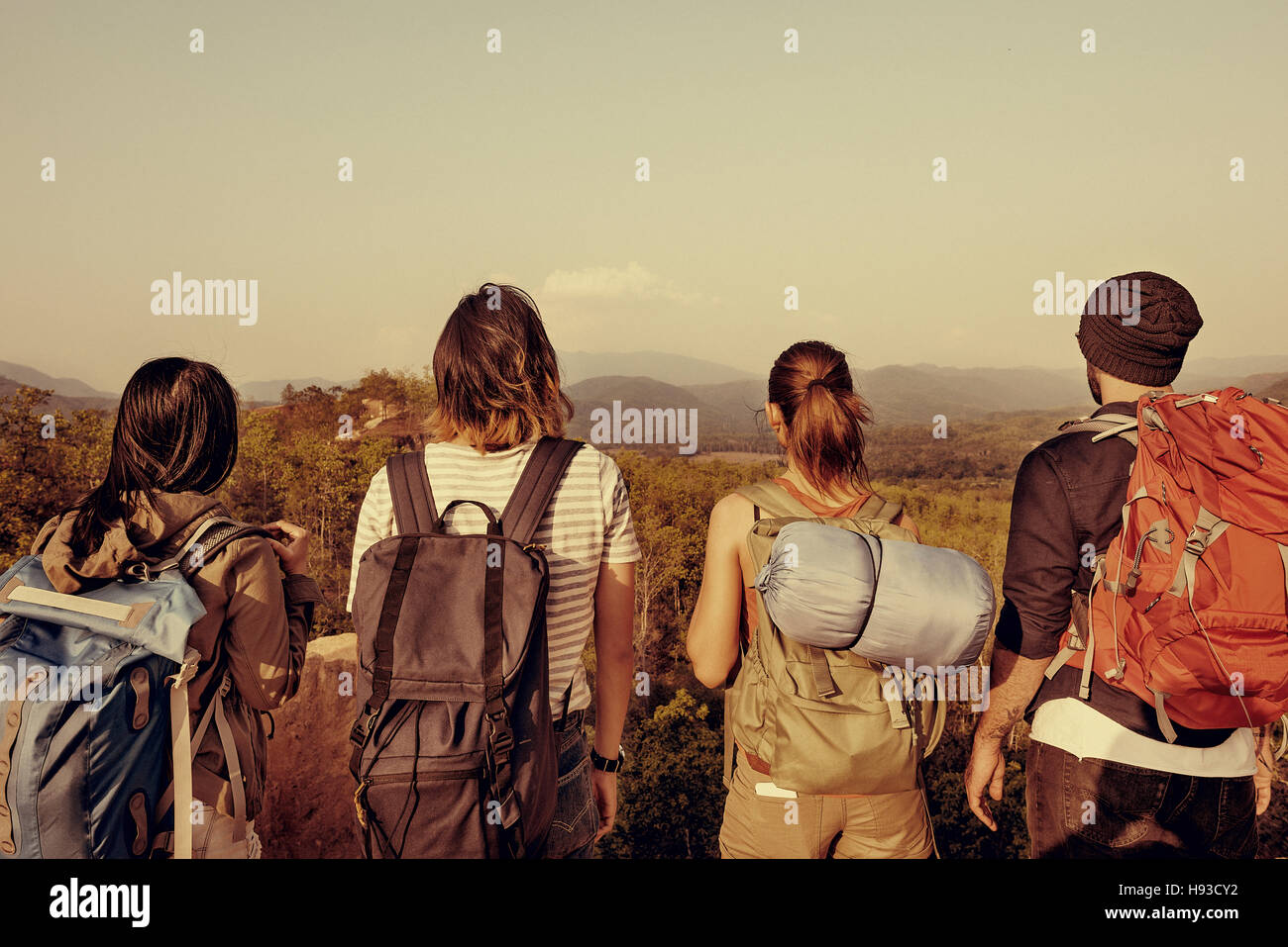 Backpacker Camping Hiking Journey Travel Trek Concept Stock Photo - Alamy