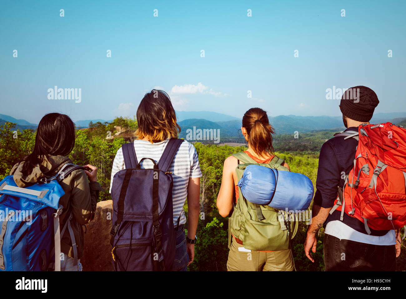 Backpacker Camping Hiking Journey Travel Trek Concept Stock Photo - Alamy