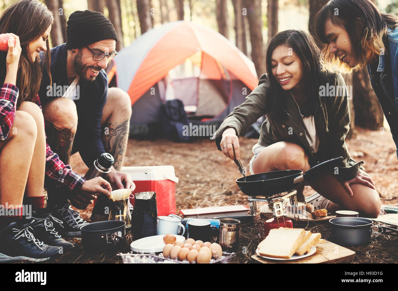 Backpacker Camping Hiking Journey Travel Trek Concept Stock Photo - Alamy