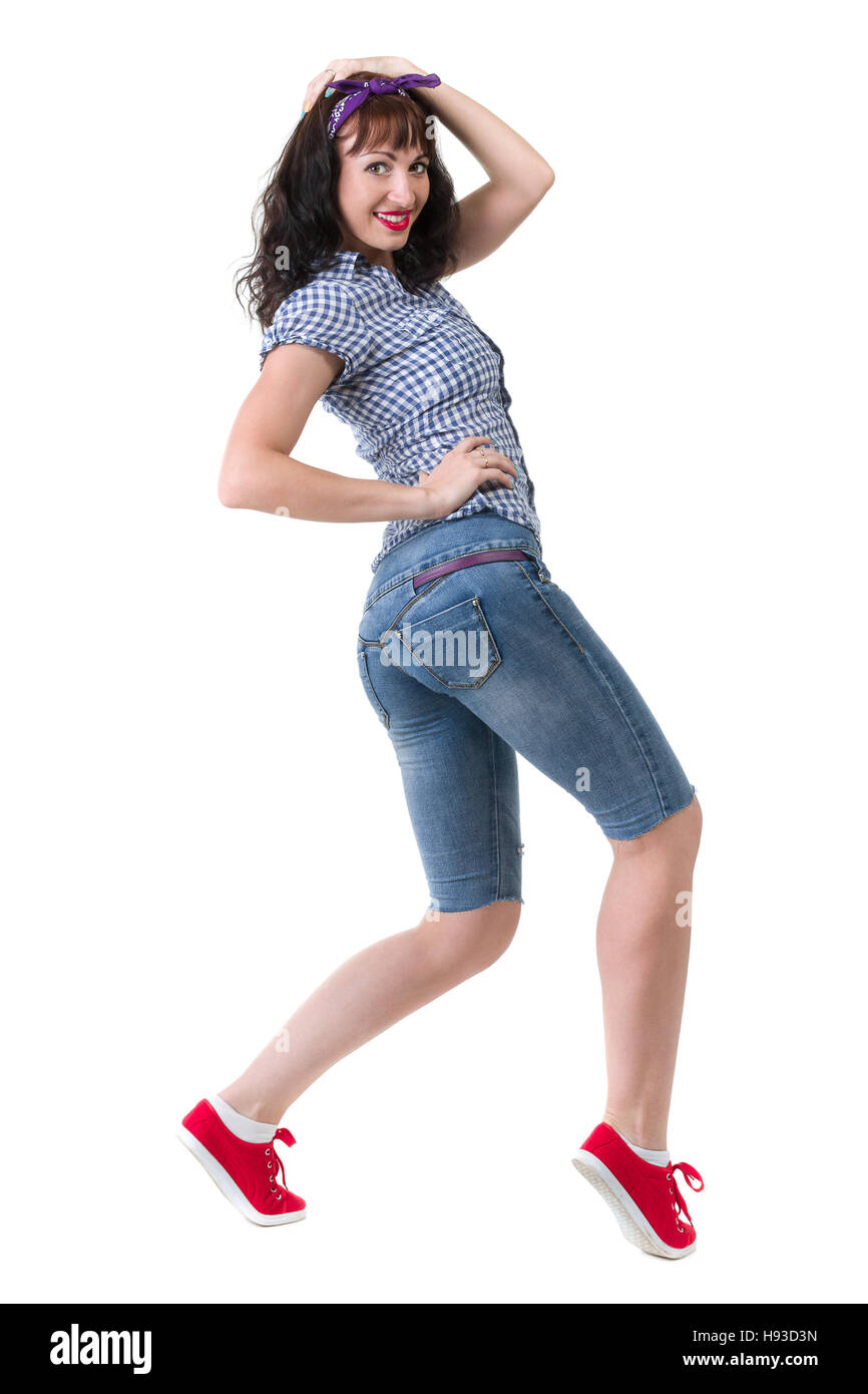 Aerobics fitness woman exercising isolated in full body Stock Photo - Alamy