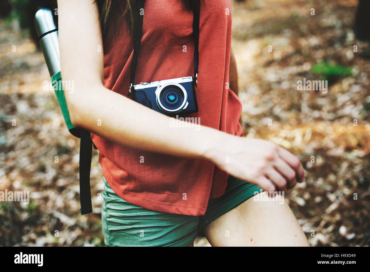 Camping Backpacker Photographer Camera Advanture Concept Stock Photo ...
