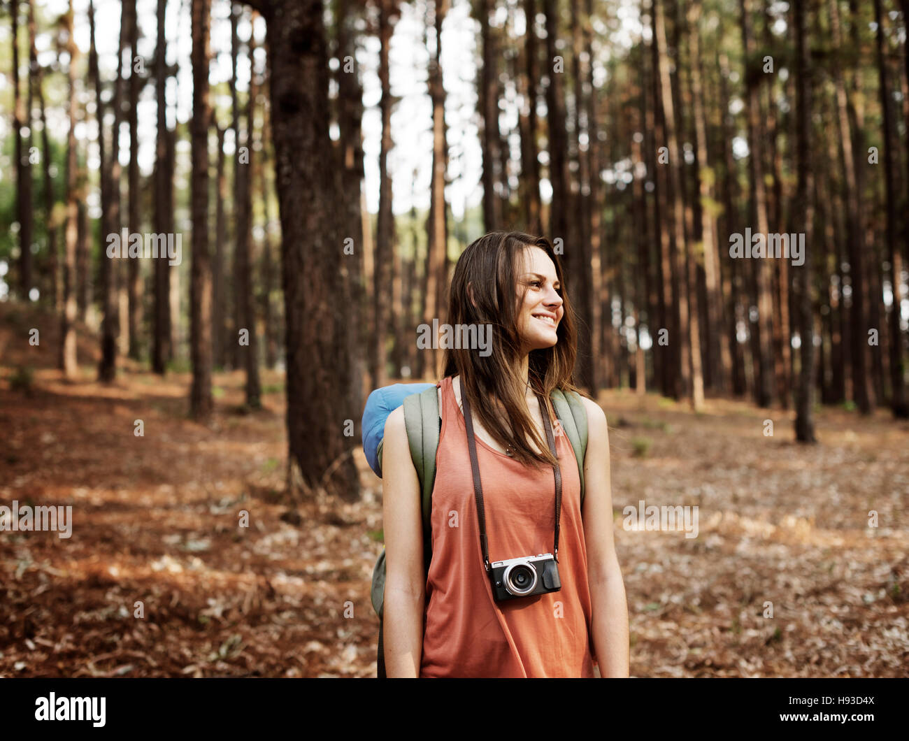 Camping Backpacker Photographer Camera Advanture Concept Stock Photo ...