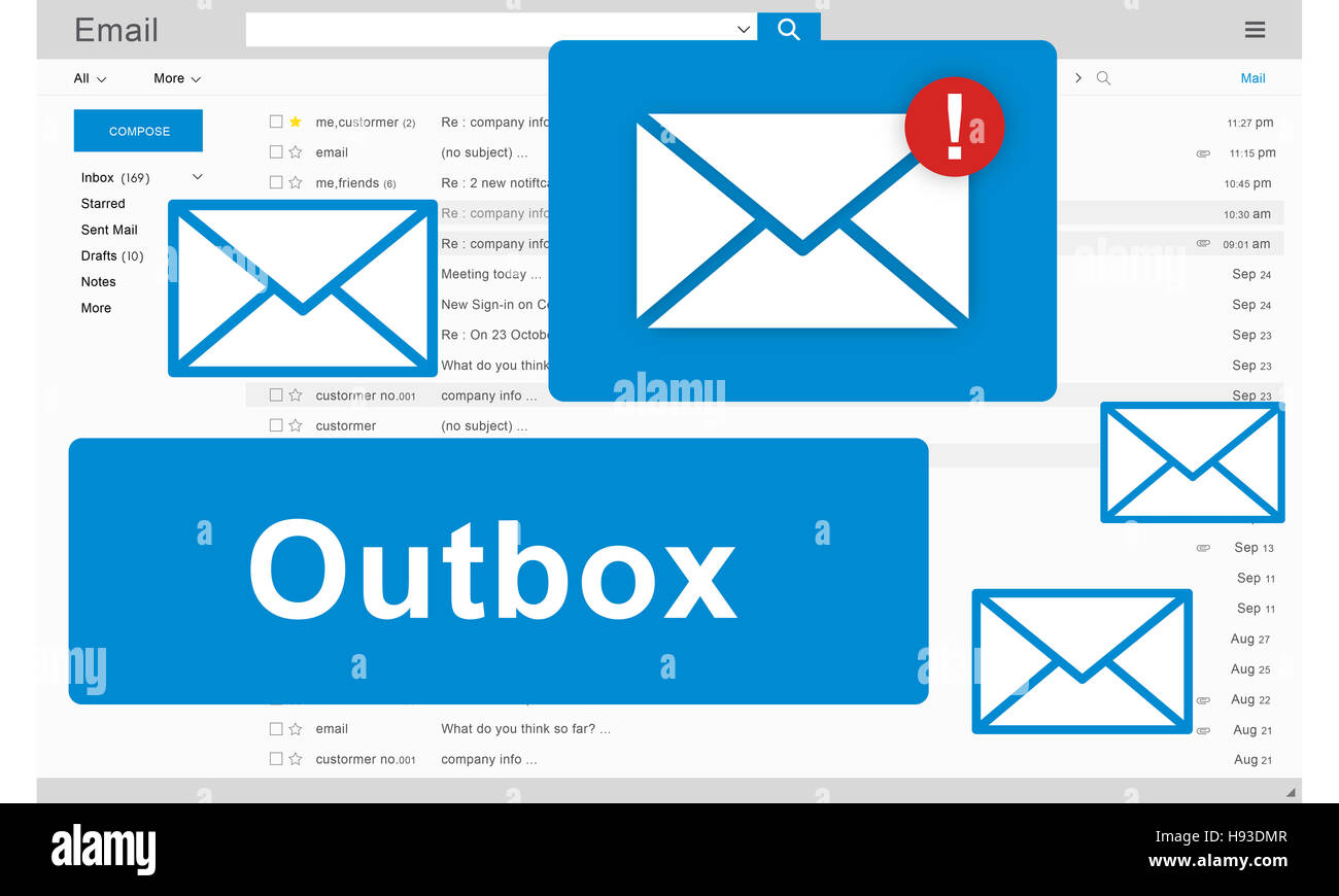 Outbox Business Communication Envelope Mail Concept Stock Photo - Alamy
