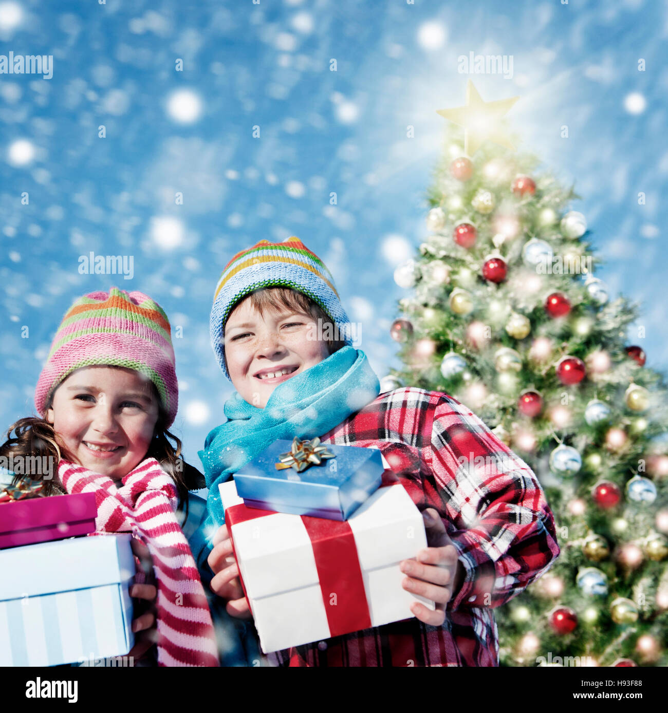 Children Christmas Winter Holidays Celebration Concept Stock Photo - Alamy
