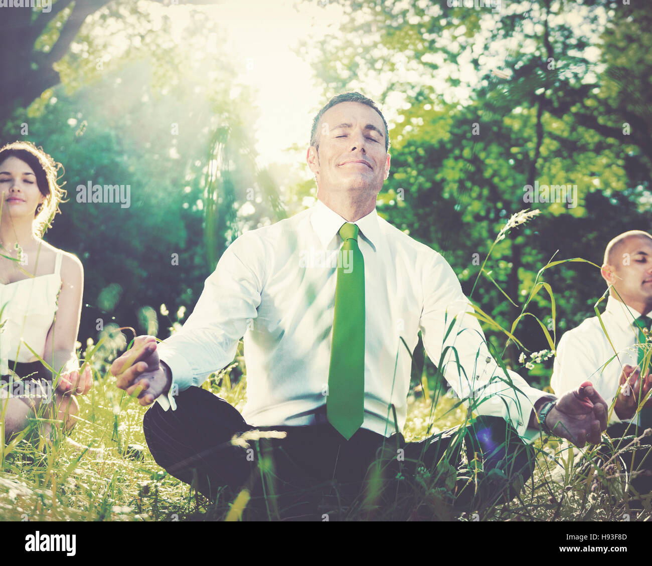 Business People Yoga Relaxation Wellbeing Concept Stock Photo - Alamy