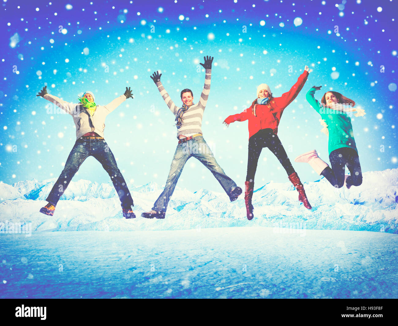 Friendship Winter Happiness Togetherness Concept Stock Photo - Alamy