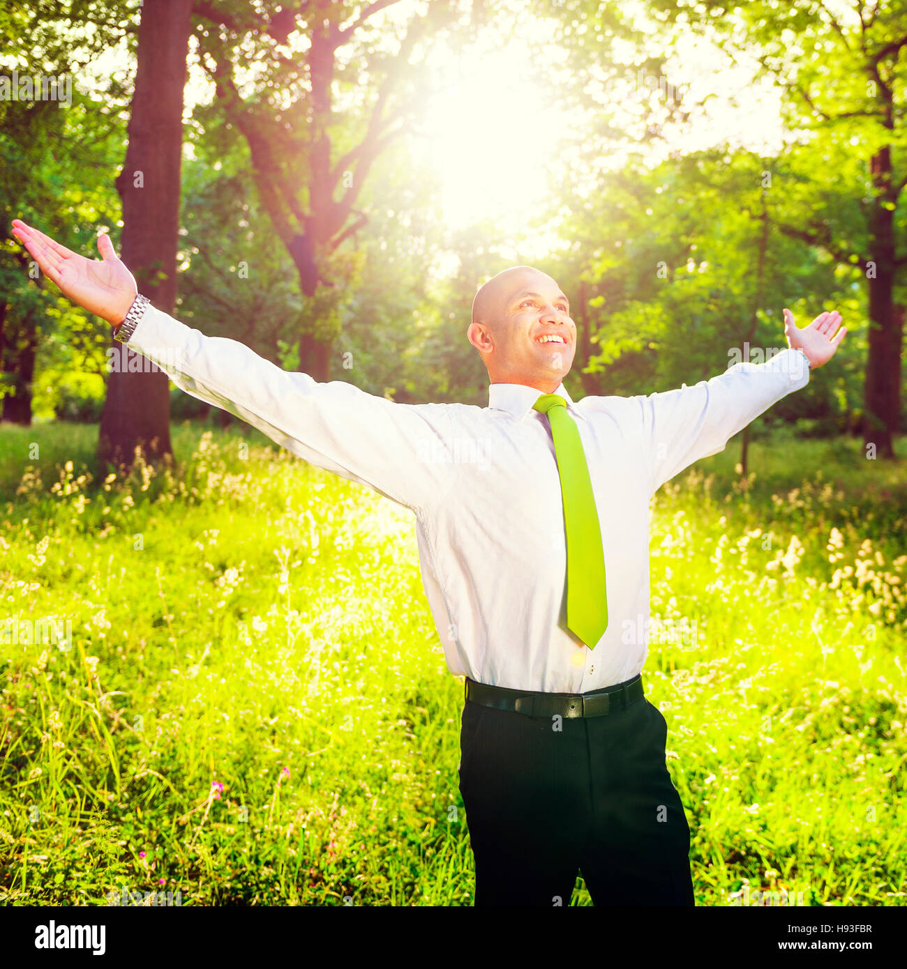 Business Relaxation Refreshing Freedom Nature Concept Stock Photo - Alamy