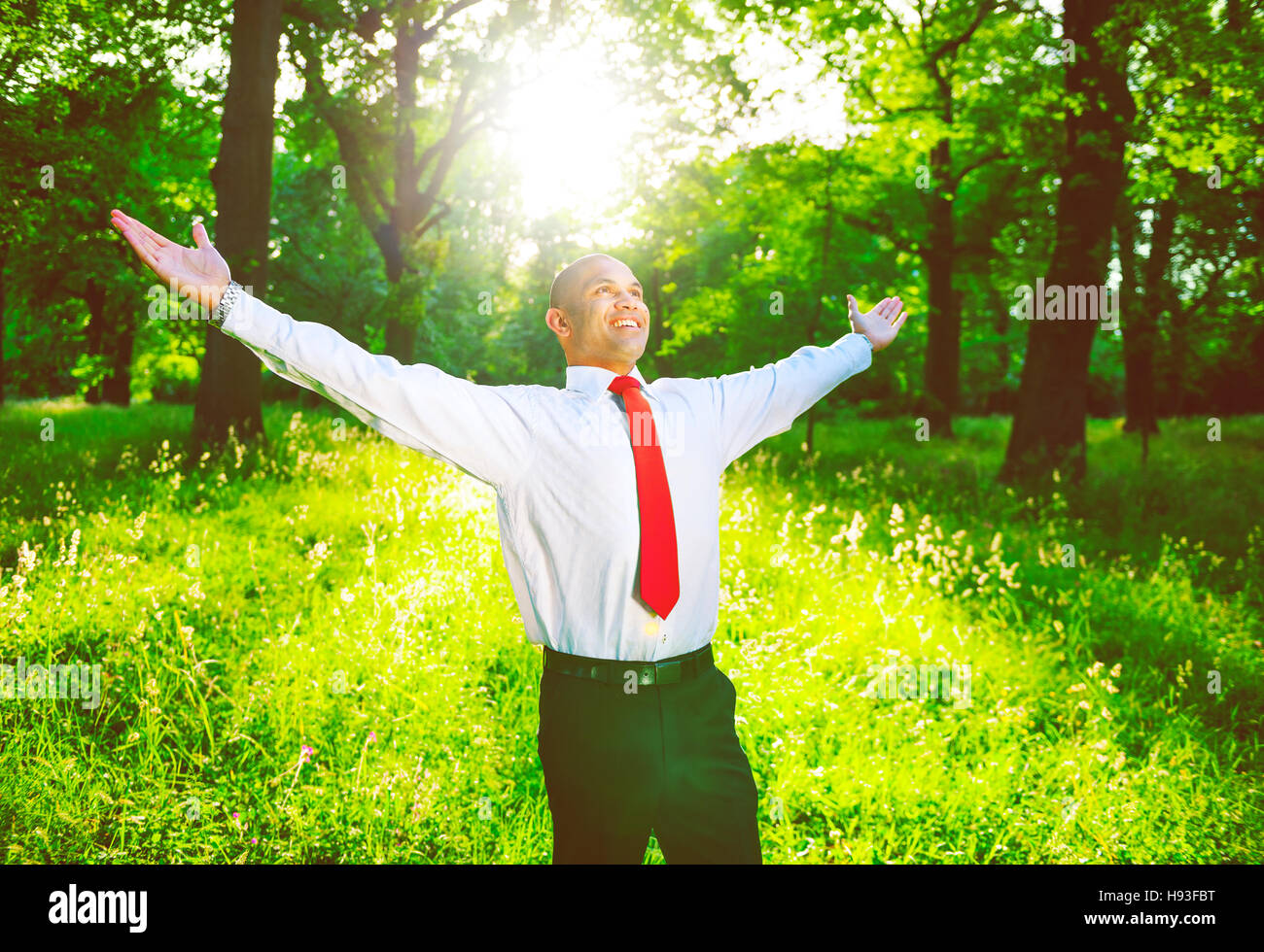 Business Relaxation Refreshing Freedom Nature Concept Stock Photo - Alamy