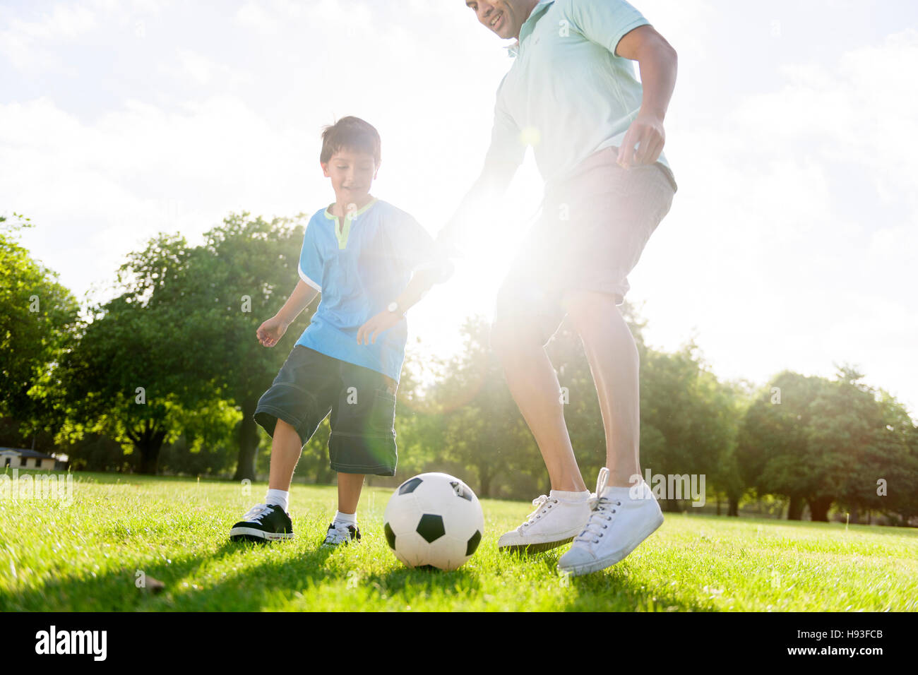 Soccer Football Field Father Son Activity Summer Concept Stock Photo ...