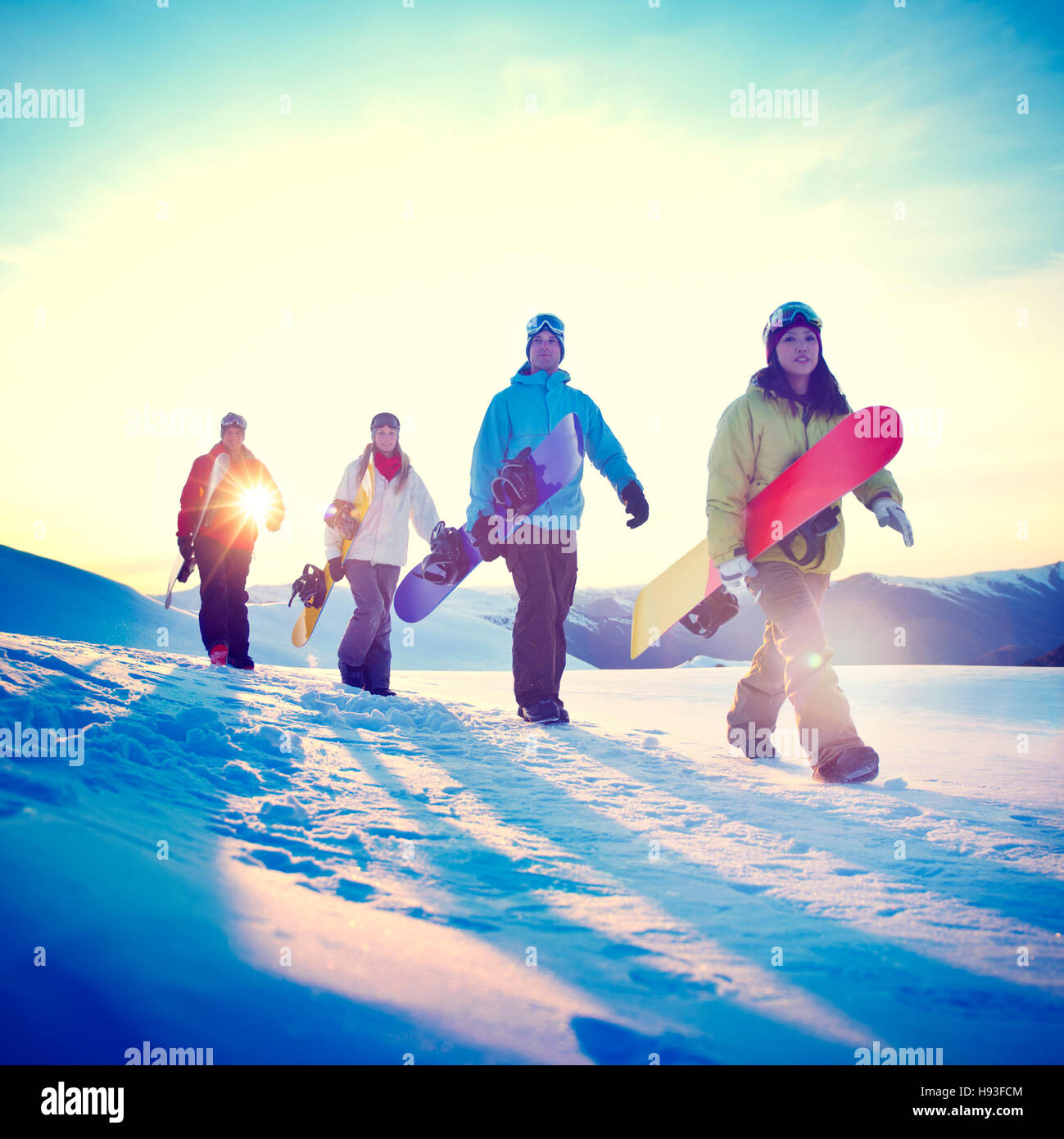 People Snowboard Winter Sport Friendship Concept Stock Photo - Alamy