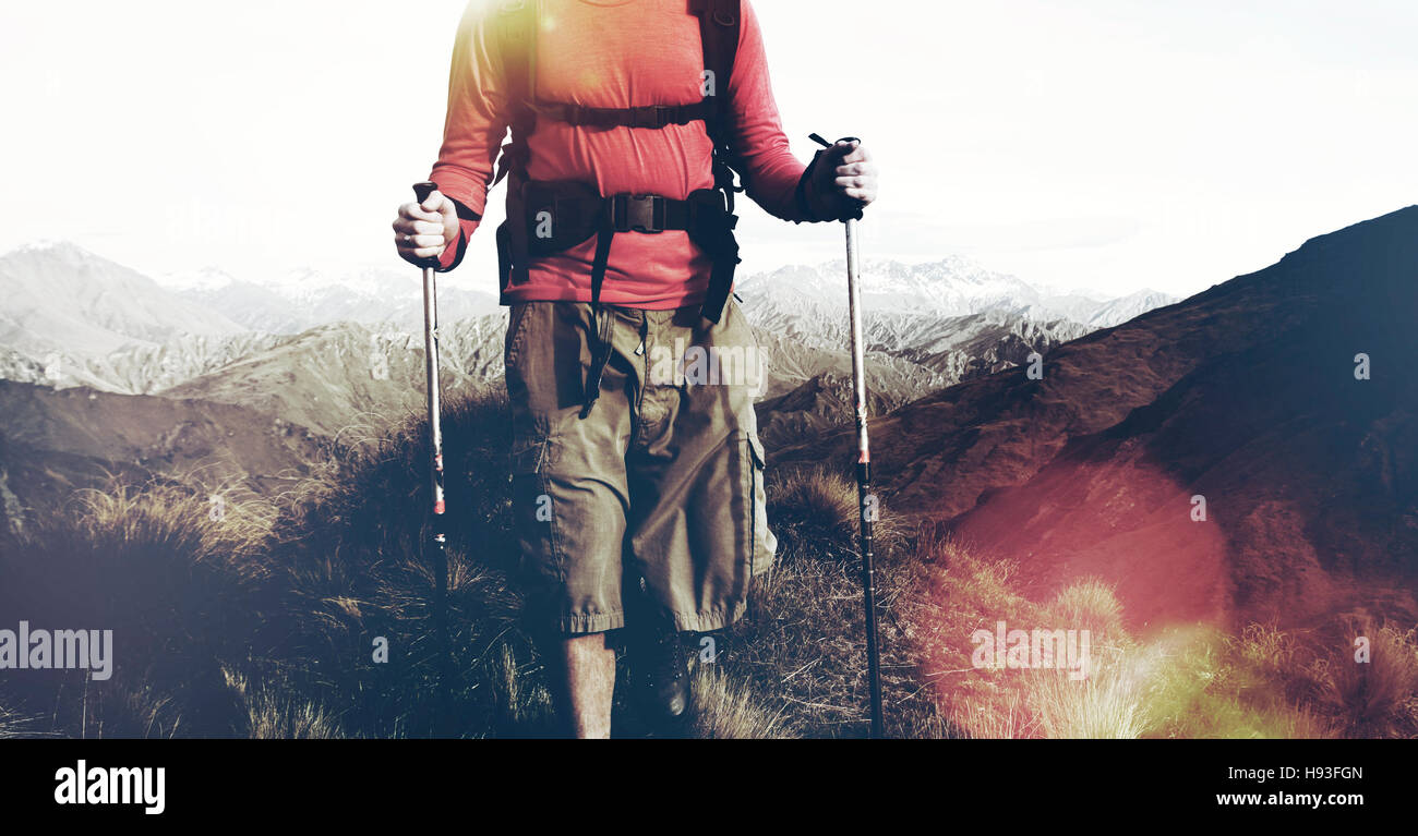 Extreme Hiking Across Rugged Mountains Concept Stock Photo - Alamy