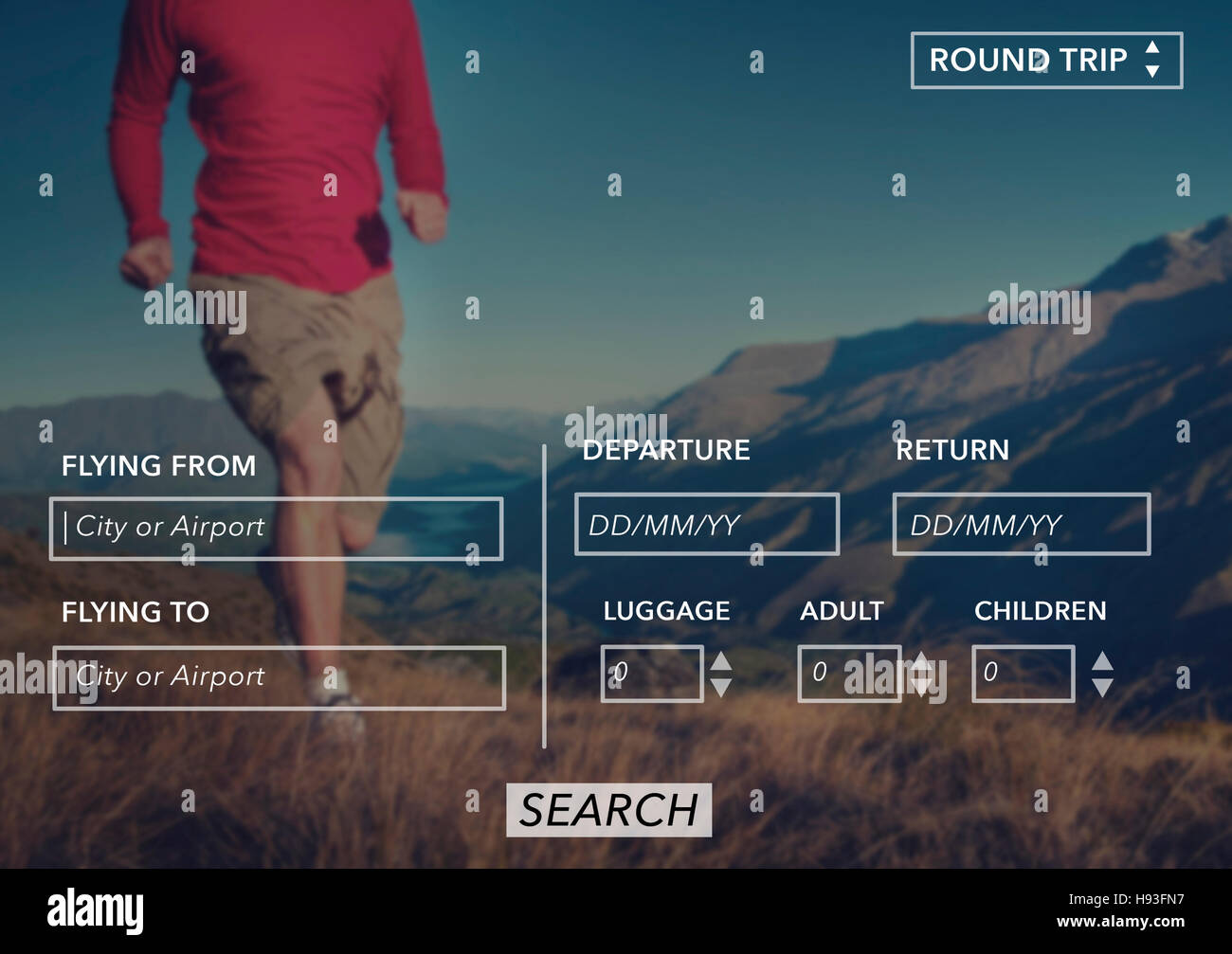 Searching Booking Flight Round Trip Travel Concept Stock Photo - Alamy