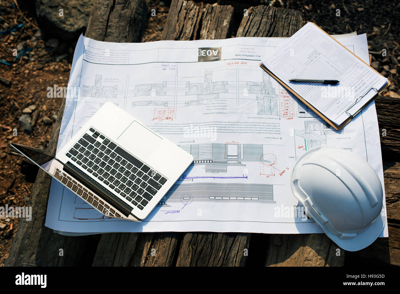 Engineering Workspace Place of Work Office Concept Stock Photo - Alamy