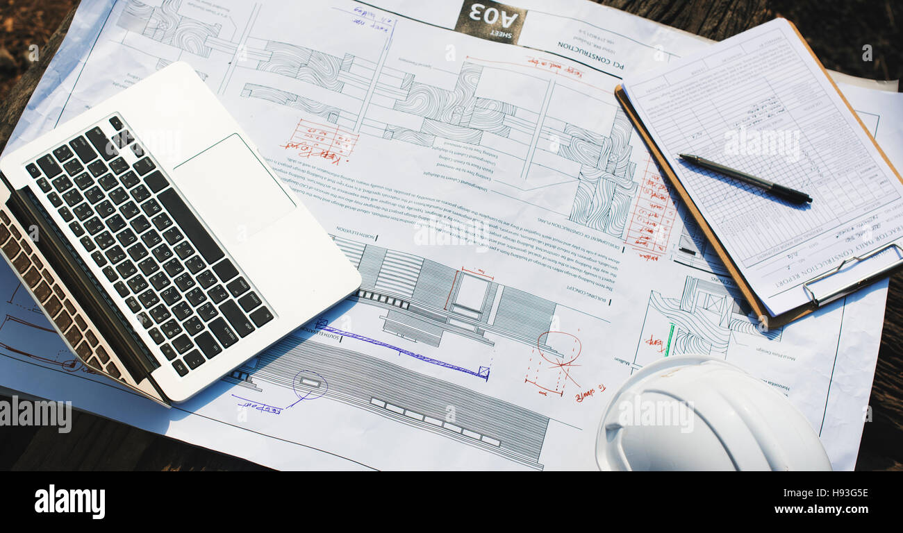 Engineering Workspace Place of Work Office Concept Stock Photo - Alamy