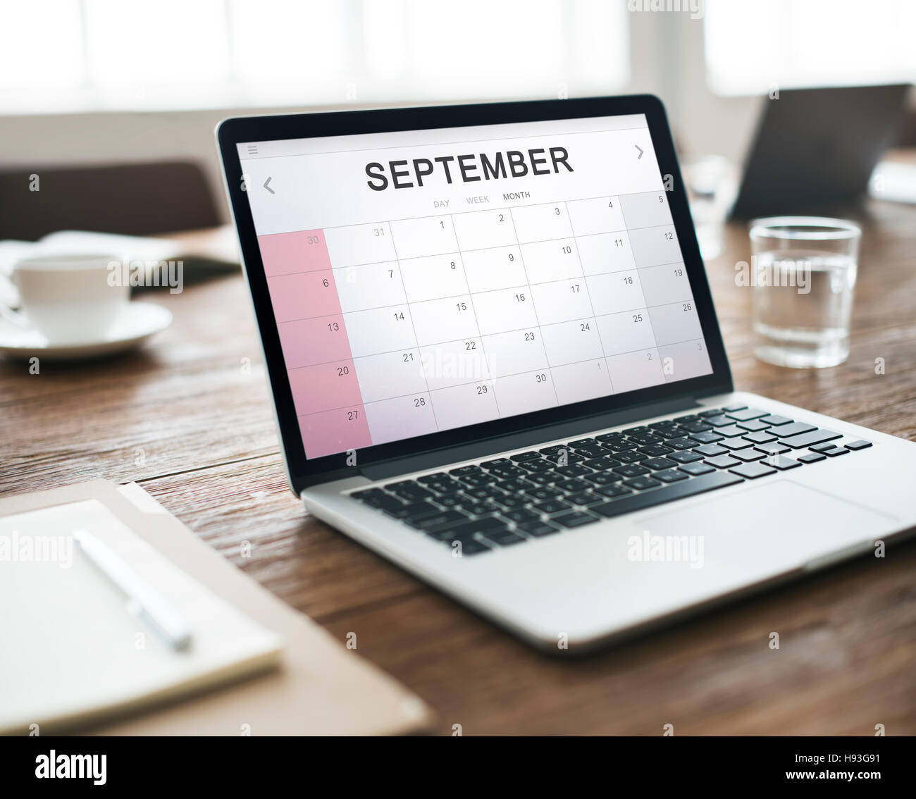 September Monthly Calendar Weekly Date Concept Stock Photo - Alamy