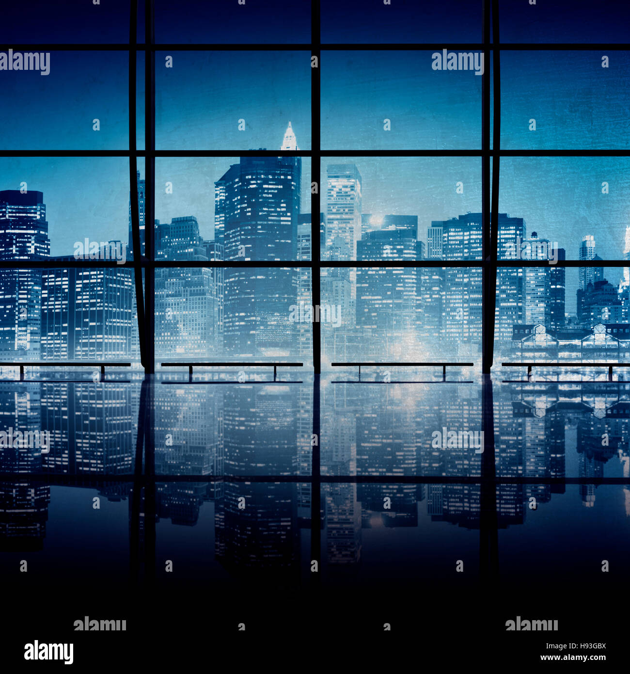 Modern NYC Interior Architecture Night Scene Concept Stock Photo - Alamy