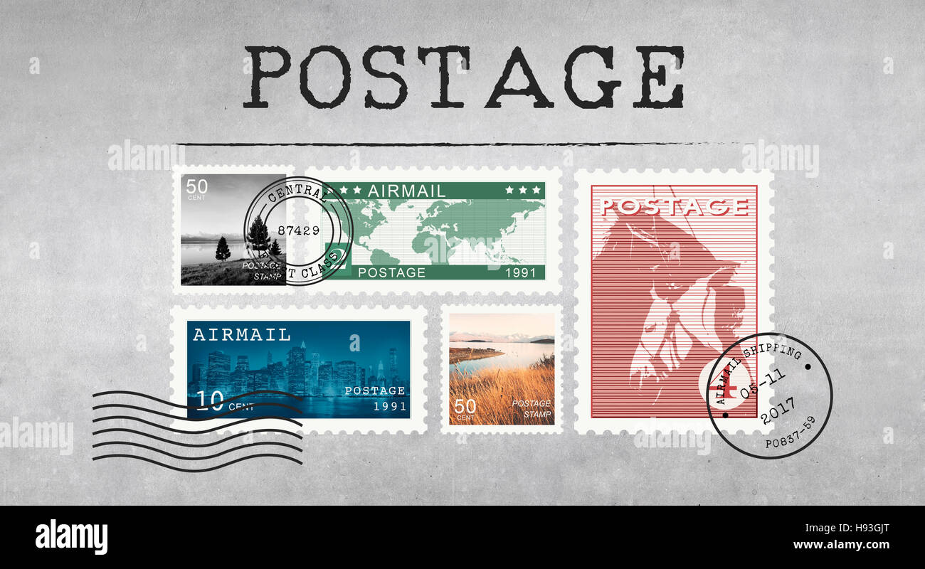 Postage Letter Parcel Stamp Mail Graphic Concept Stock Photo - Alamy