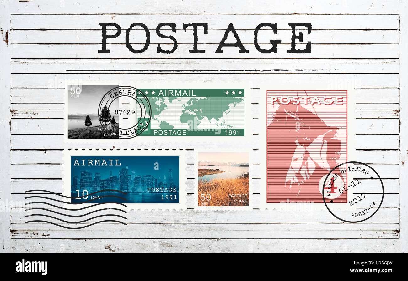 Postage Letter Parcel Stamp Mail Graphic Concept Stock Photo - Alamy