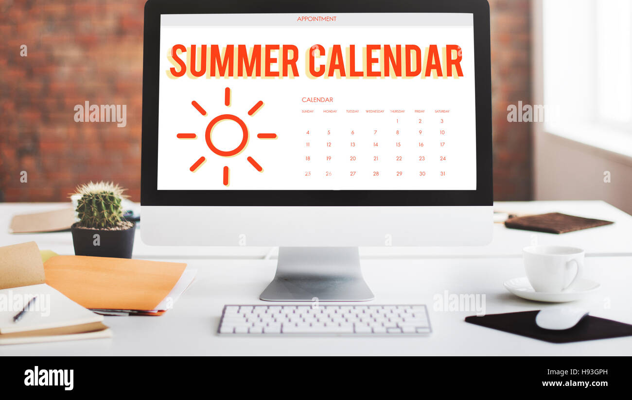 Summer Calendar Schedule Fun Happiness Concept Stock Photo - Alamy