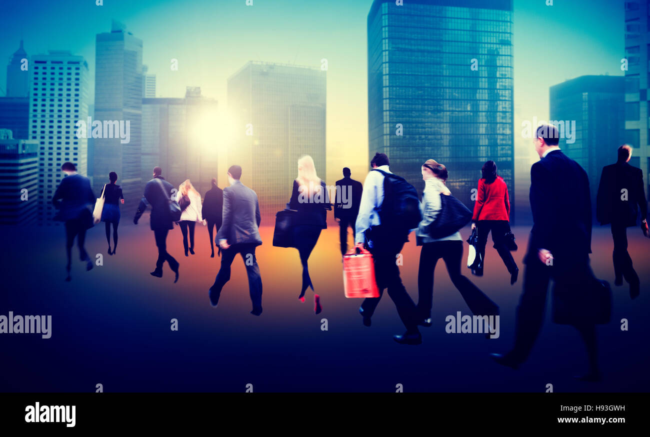 Commuter Business District Walking Crowd Cityscape Concept Stock Photo ...