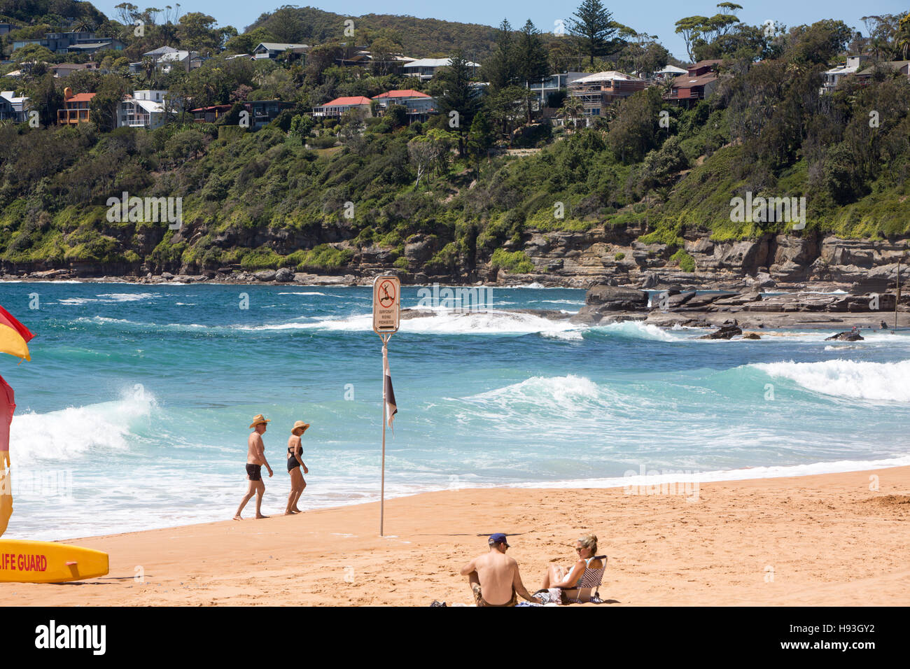 People relaxing on Whale Beach, one of Sydney's famous northern beaches ...