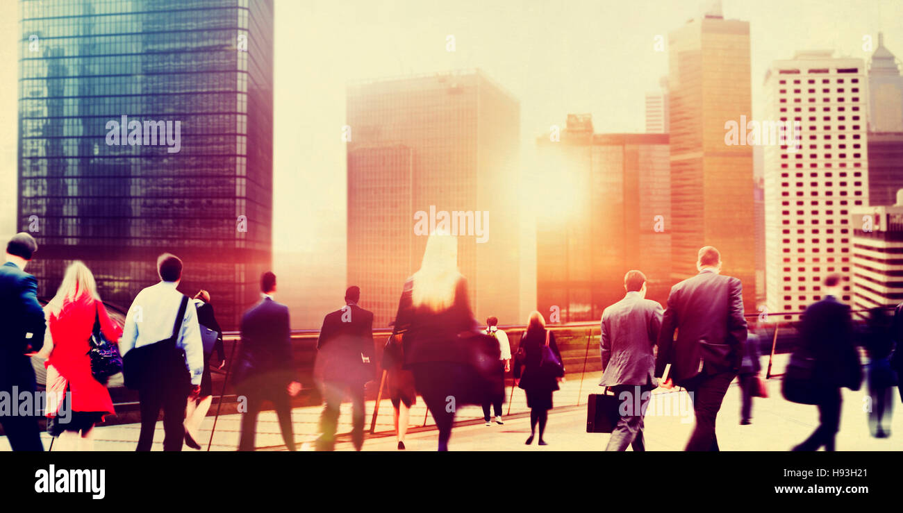 Business People Rush Hour Walking Commuting City Concept Stock Photo ...