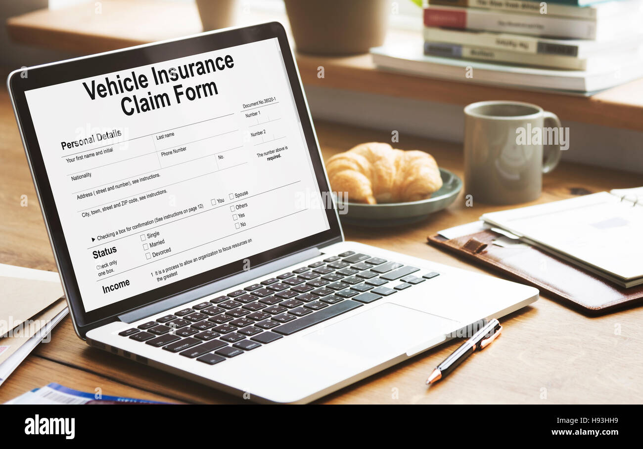 Vehicle Car Insurance Claim Form Concept Stock Photo - Alamy