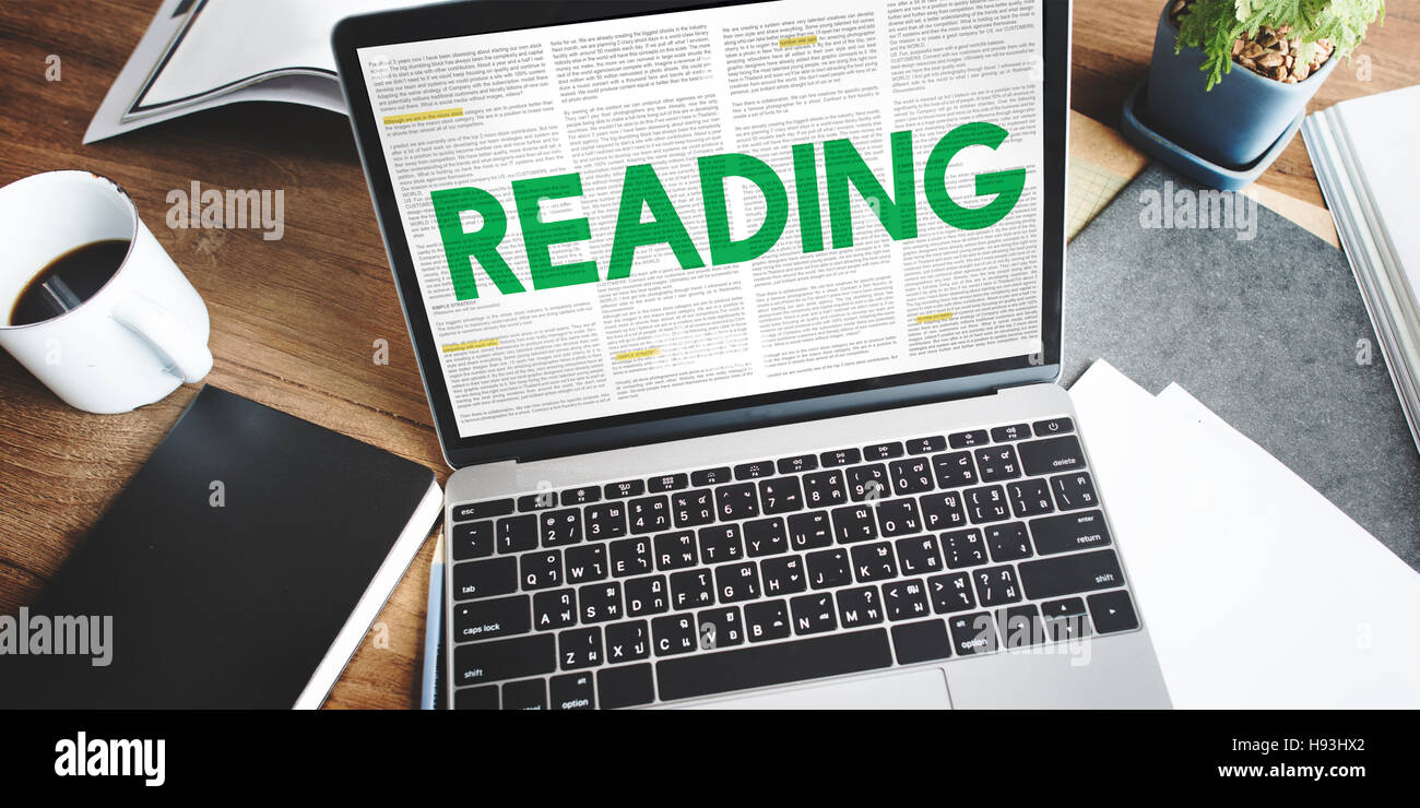 REading Newspaper Book Education Media Concept Stock Photo - Alamy