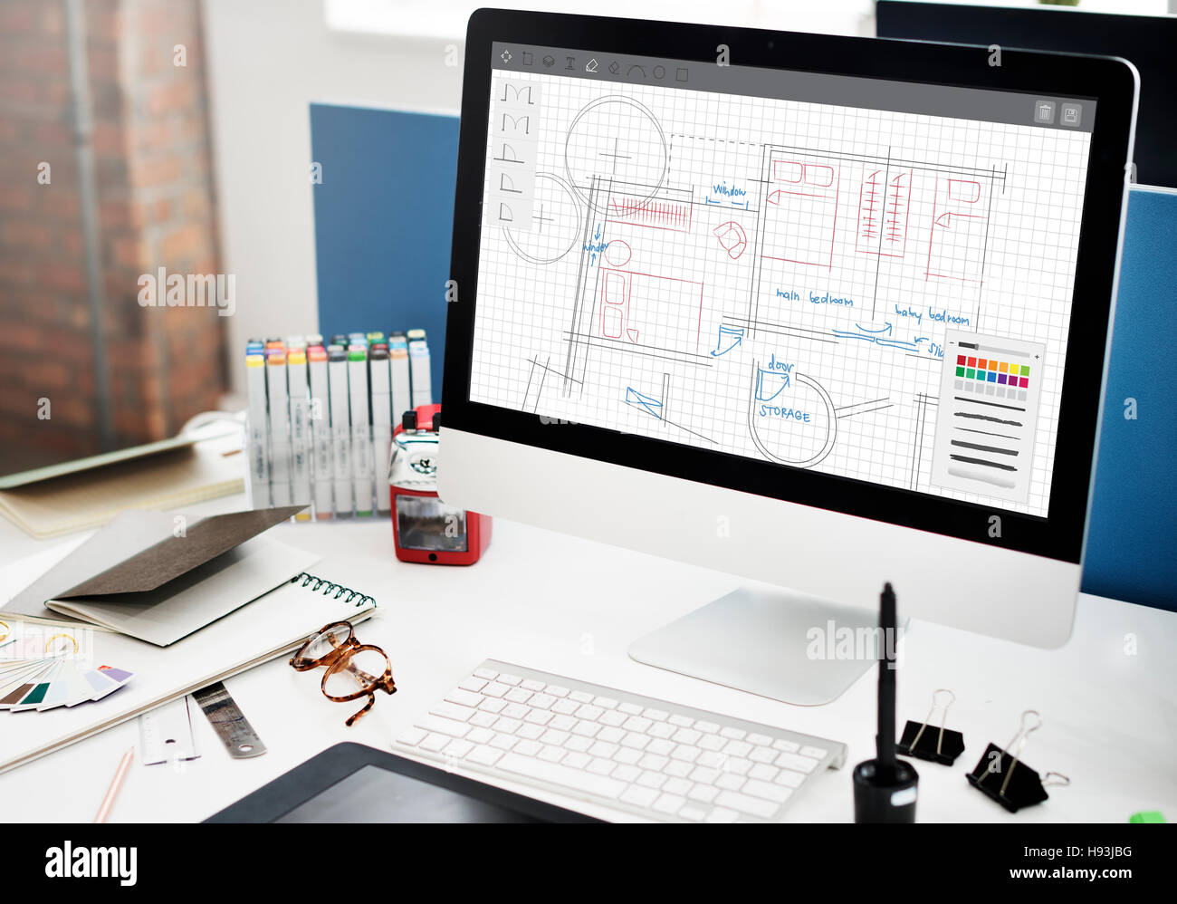 Architecture Plan Blueprint Layout Work Concept Stock Photo - Alamy