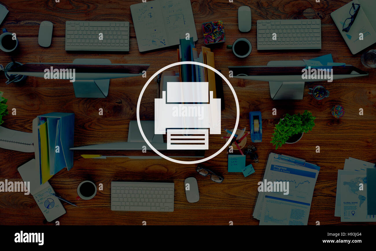 Printer Icon Computer Page Digital Paper Concept Stock Photo - Alamy