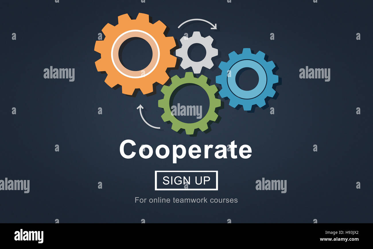 Cooperate Collaboration Team Cog Technology Concept Stock Photo - Alamy