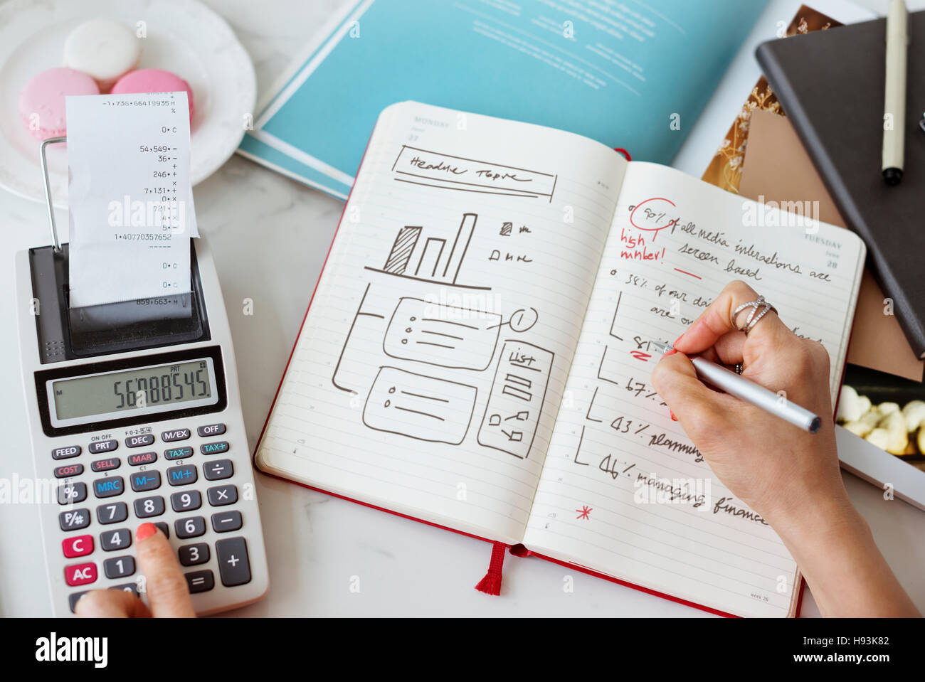 Hand Writing Calculating Strategy Graph Notebook Concept Stock Photo ...