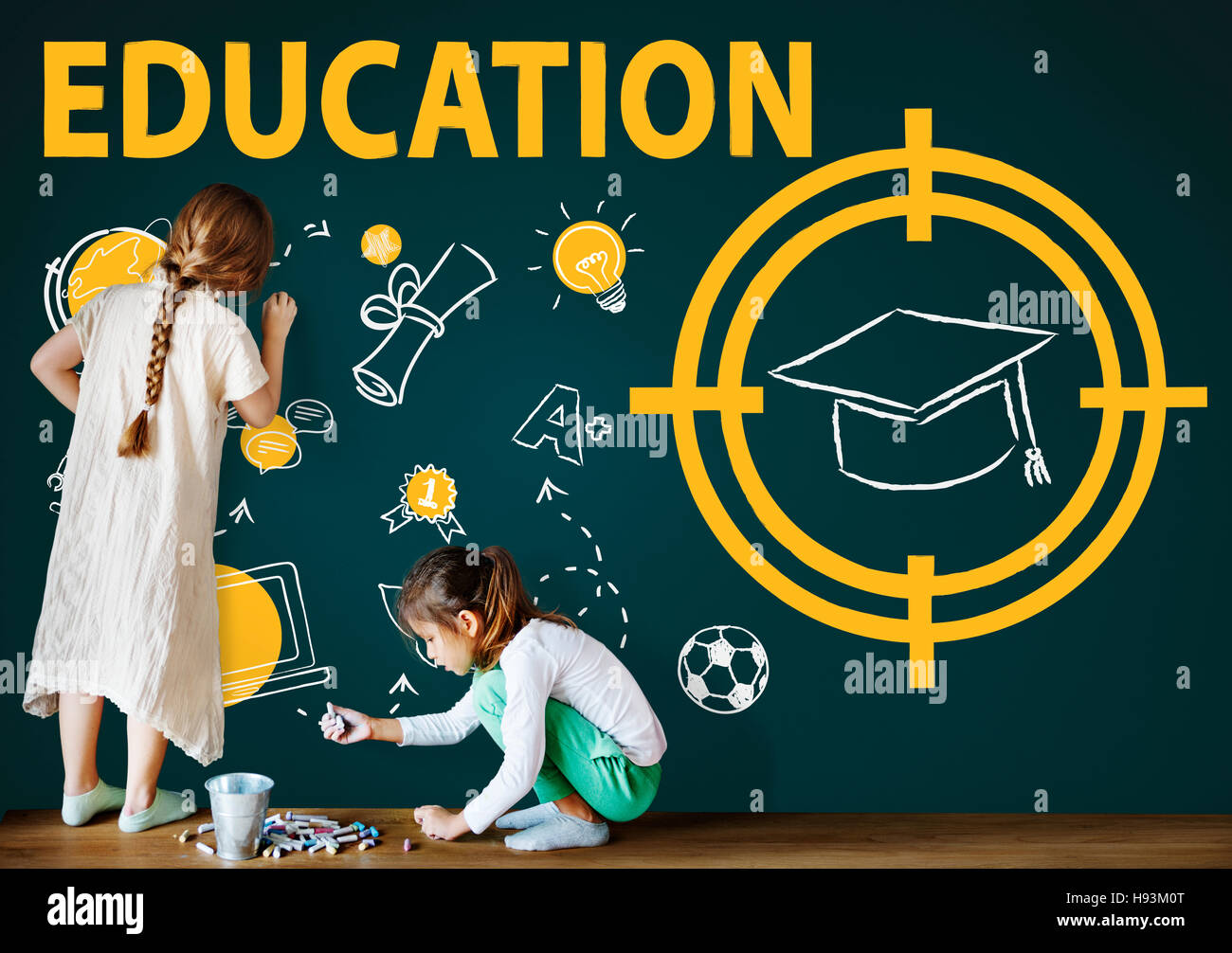 Education Word Hat Computer Learning Graphic Concept Stock Photo - Alamy