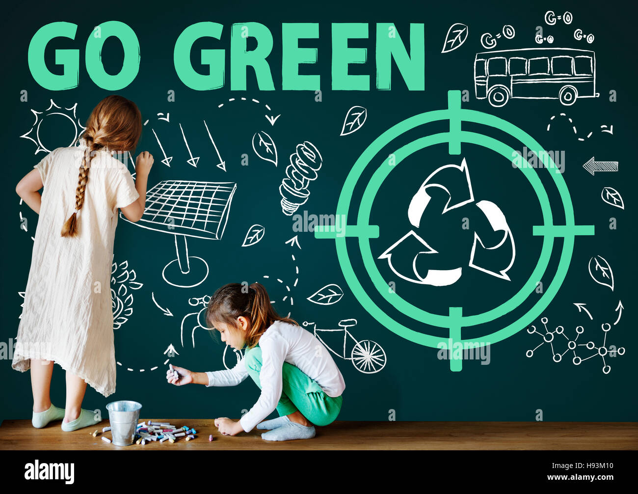 Go Green Reuse Sun Bus Arrow Concept Stock Photo - Alamy