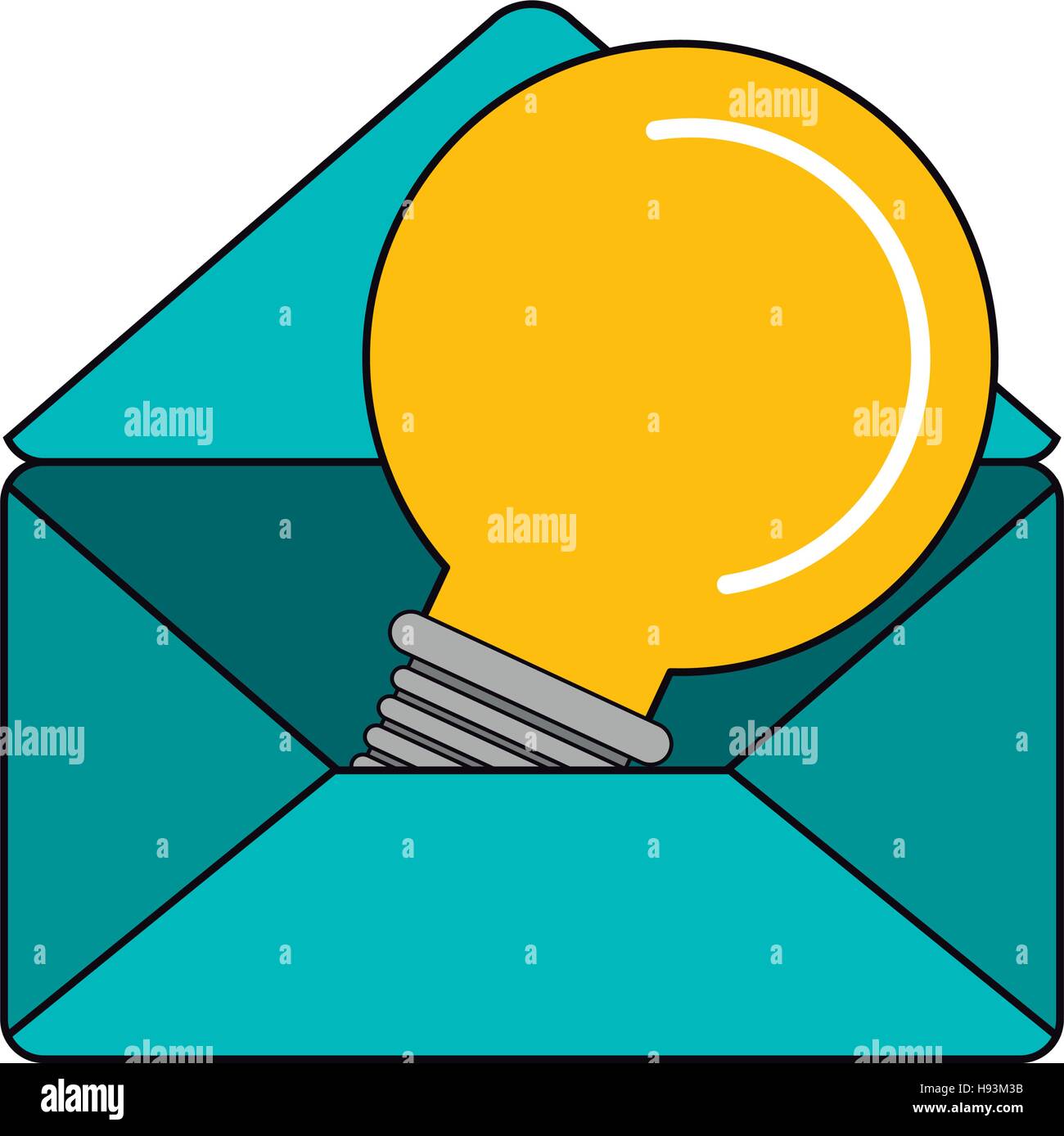 Light bulb and envelope icon. Big idea creativity solution and ...