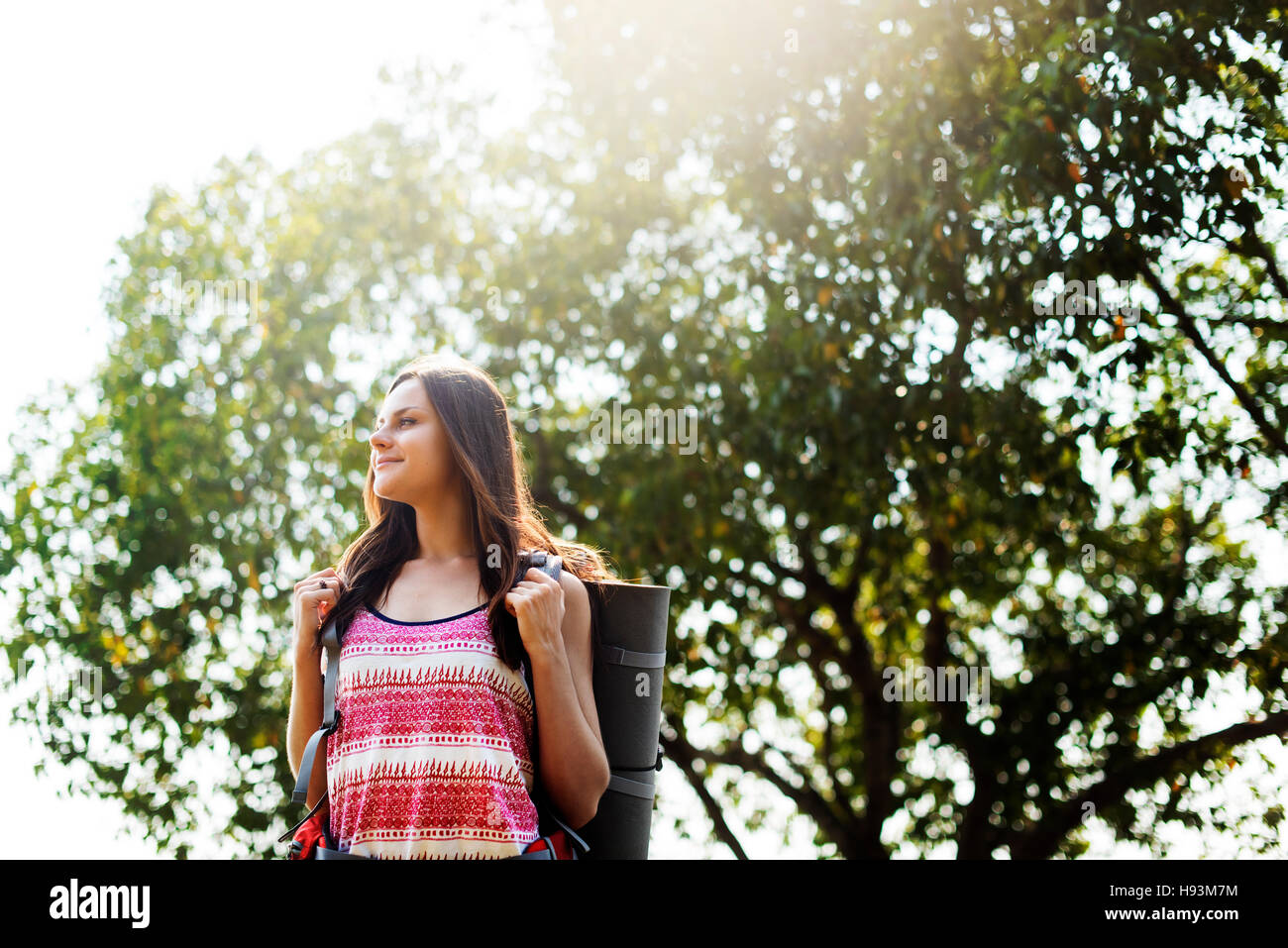 Girl Travel Backpacker Digital Device Concept Stock Photo - Alamy