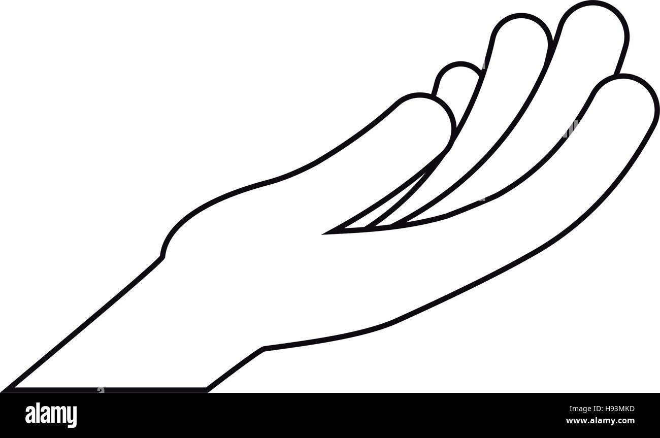 Human hand icon. Finger gesture palm and communication theme. Isolated ...