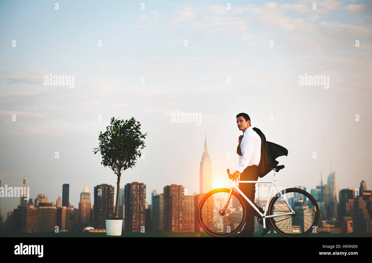 Bicycle Commuter Ecology Environment Conservation Concept Stock Photo ...