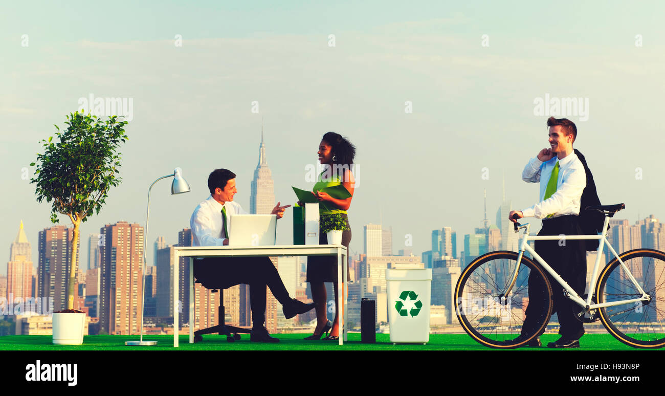 Green Business Commuters in the City Concept Stock Photo - Alamy