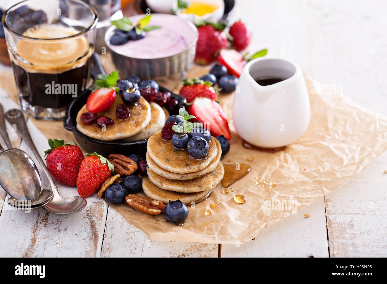 Brigt and colorful breakfast ingredients Stock Photo - Alamy