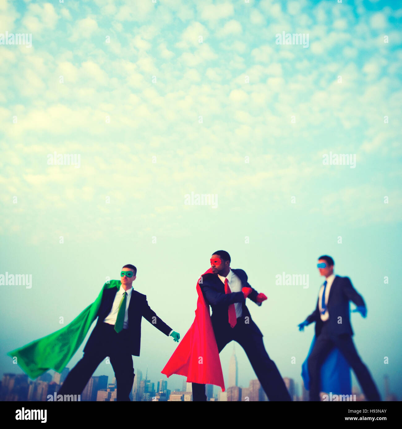 Businessmen Superhero Power Success City Concept Stock Photo - Alamy