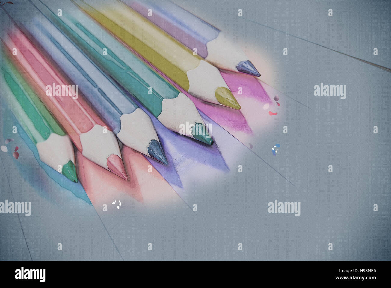 Colorful pencils on colored paper Stock Photo - Alamy