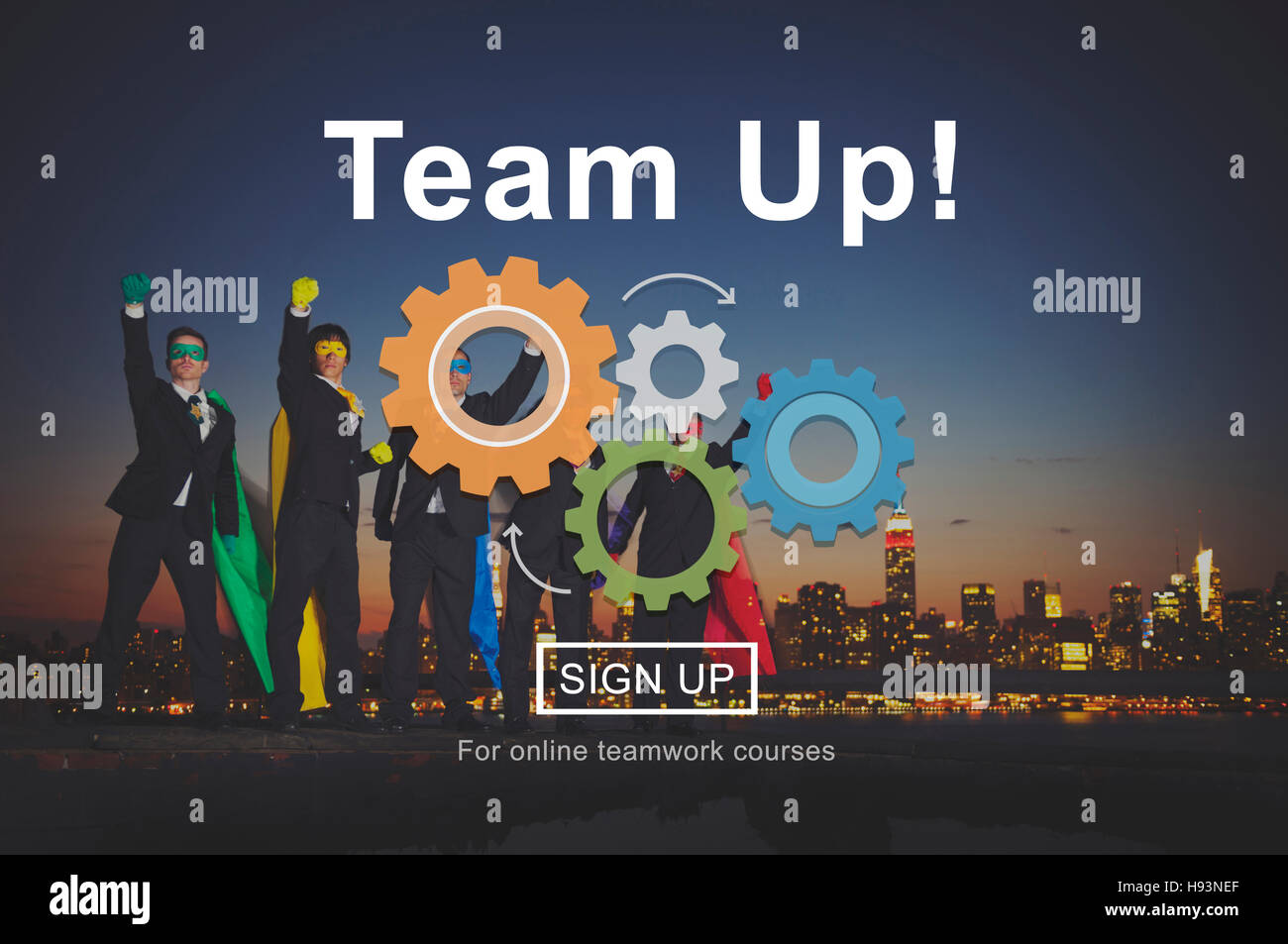 Team Up Teamwork Collaboration Togetherness Concept Stock Photo - Alamy