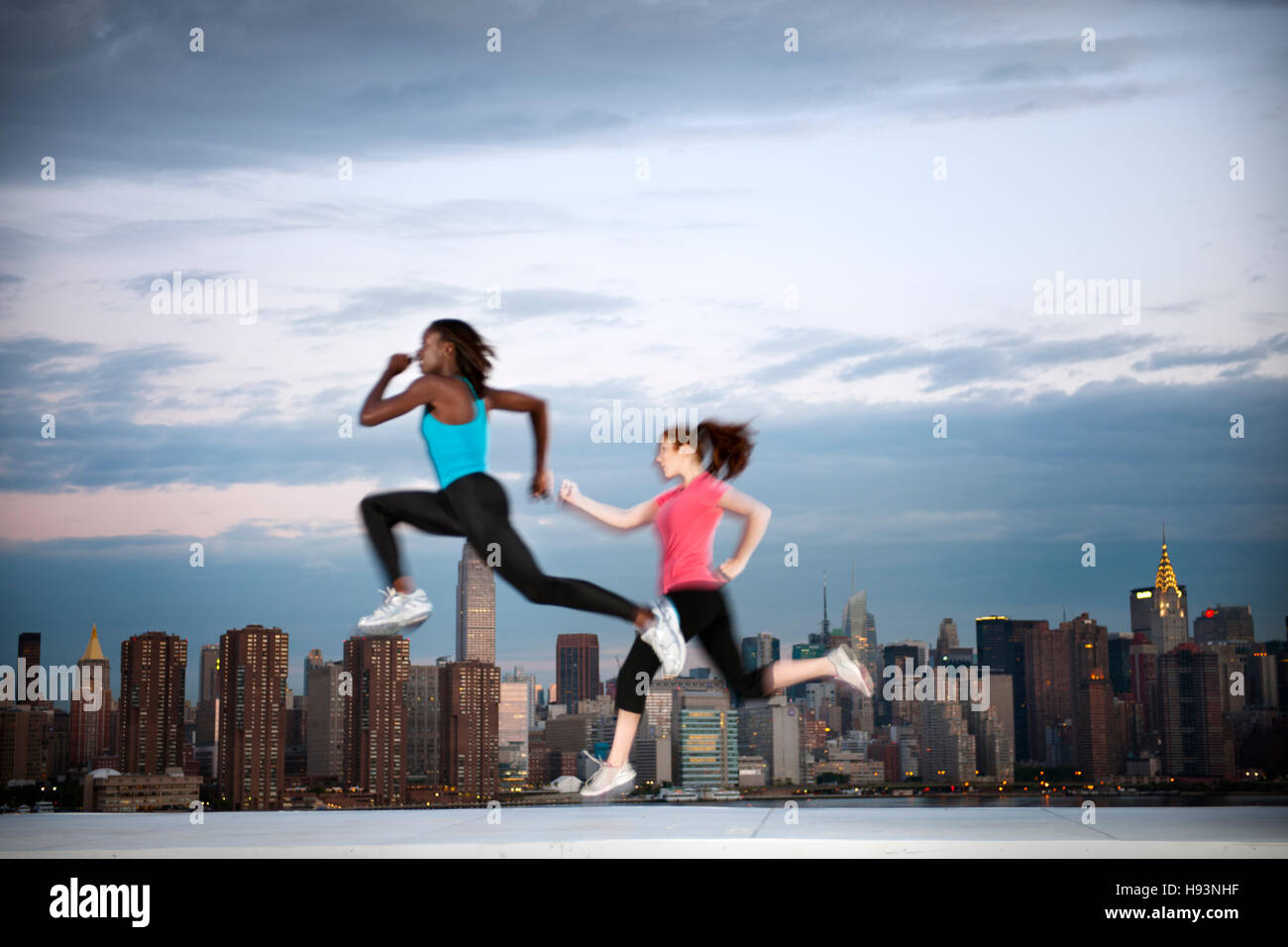 Running Rooftop Jumping High Excersice Concept Stock Photo - Alamy