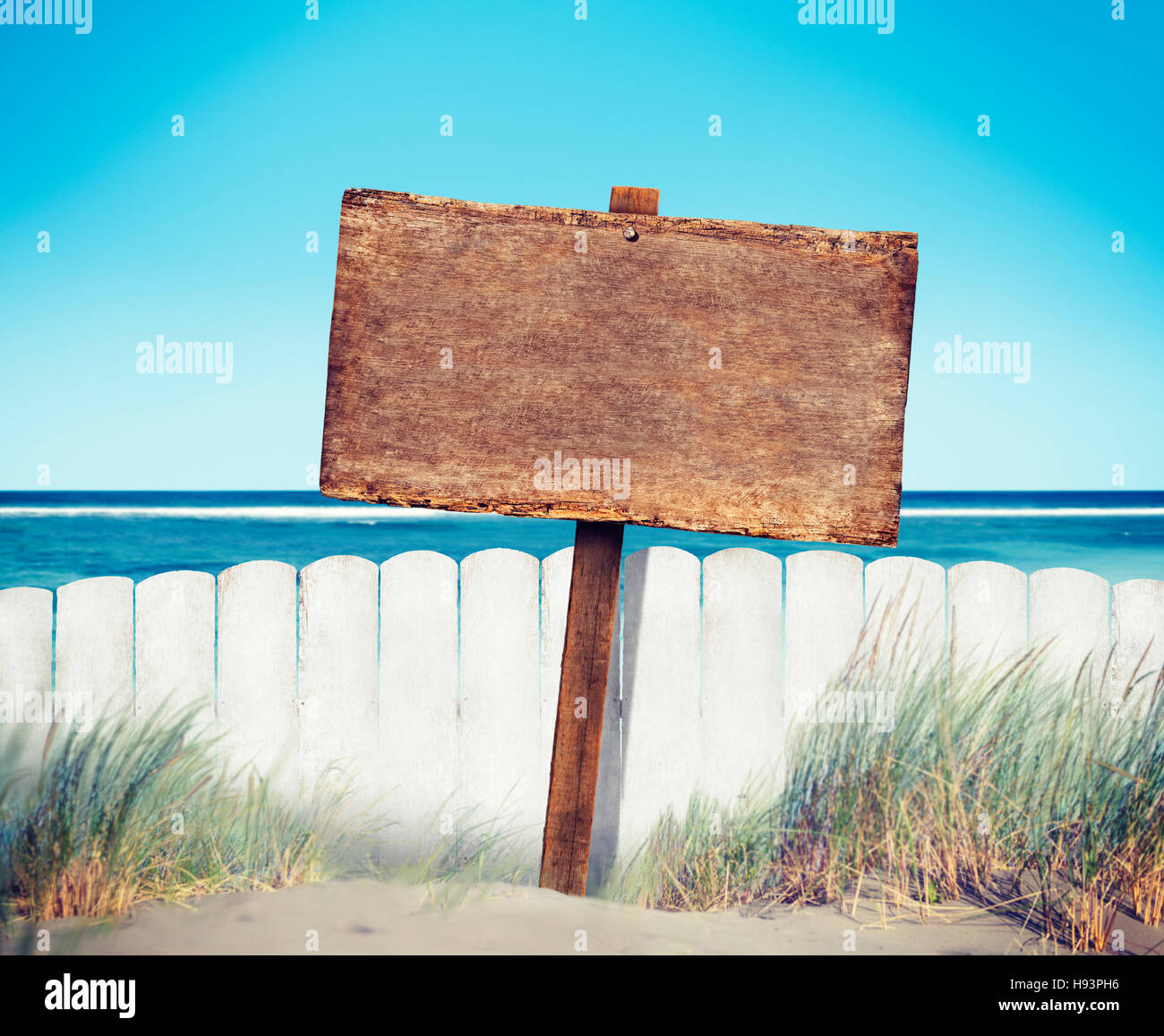 Sign Placard Empty Banner Plank Timber Tranquil Concept Stock Photo - Alamy