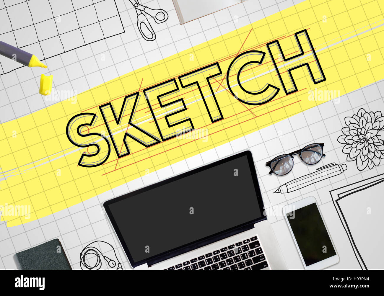 Sketch Design Designer Creative Idea Concept Stock Photo - Alamy