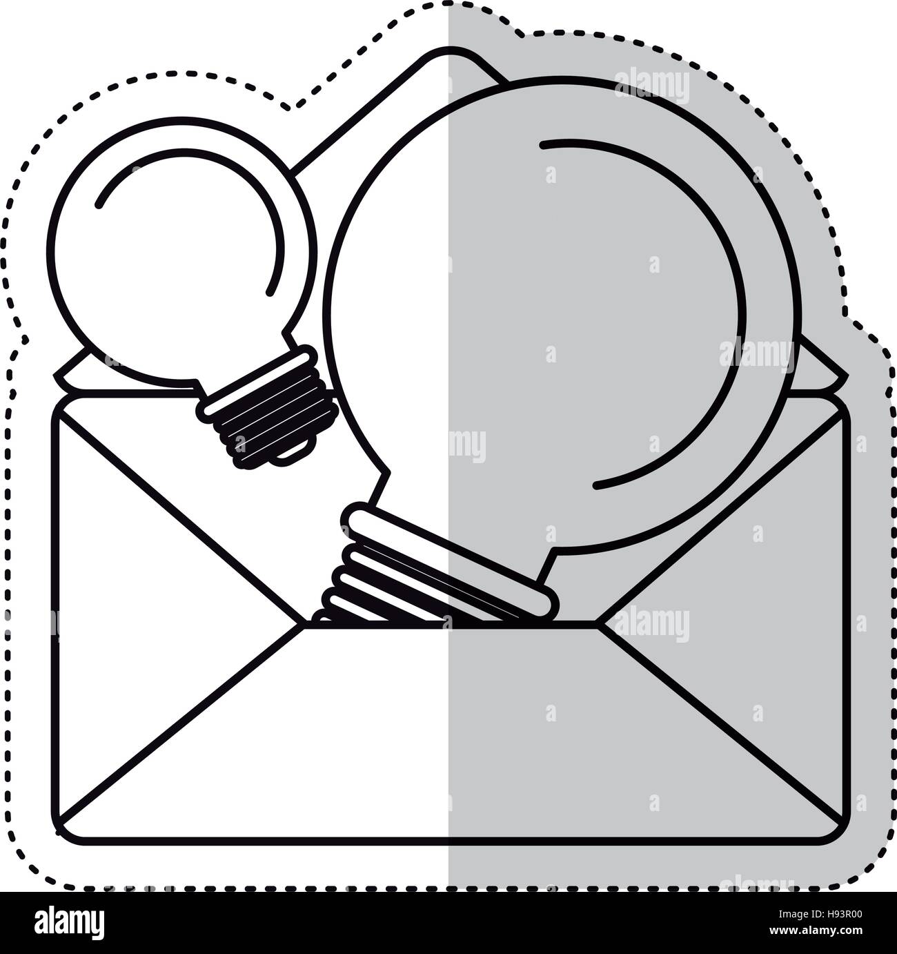 Light bulb and envelope icon. Big idea creativity solution and ...
