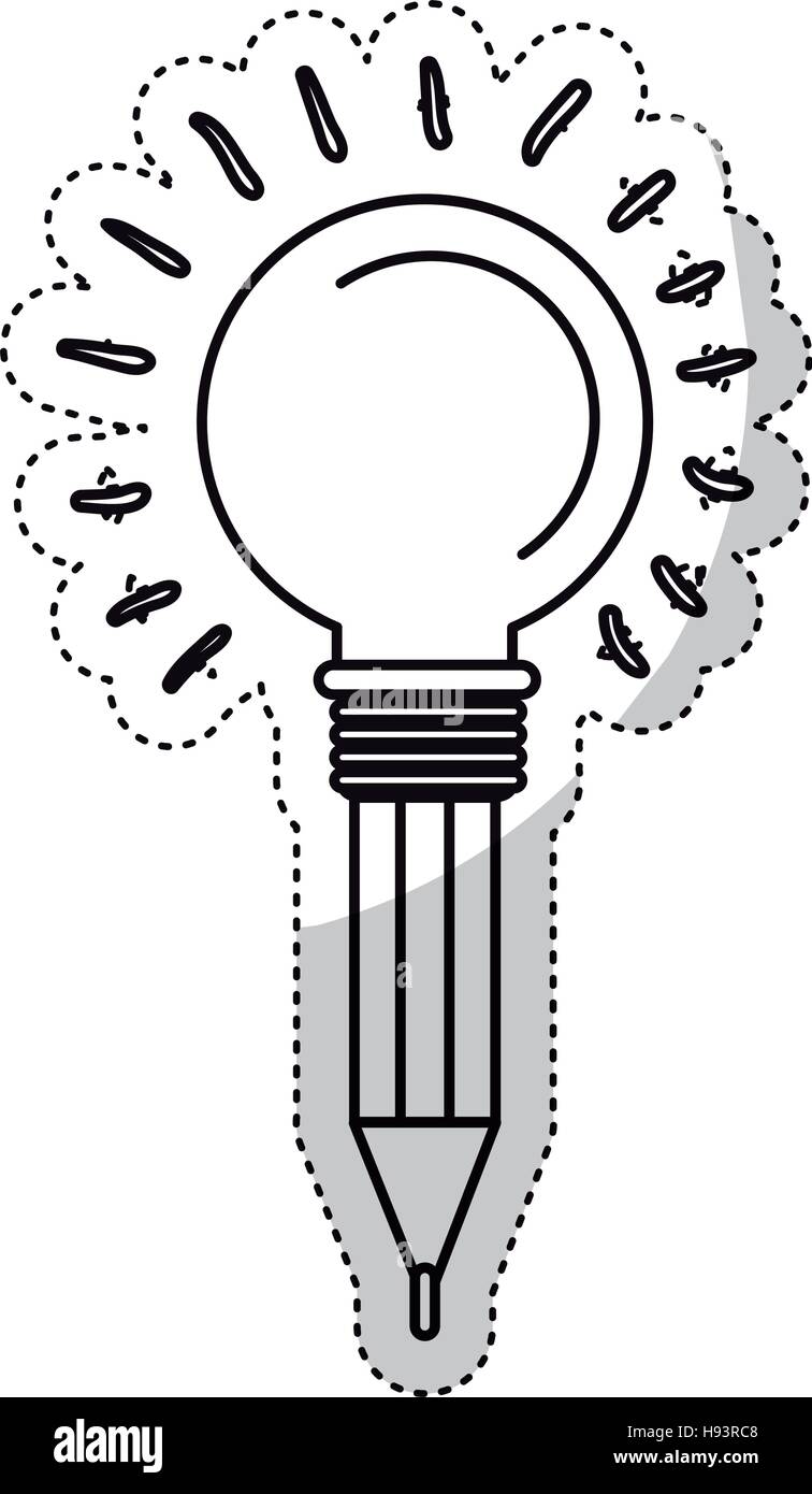 Light bulb and pencil icon. Big idea creativity solution and imagination theme. Isolated design ...